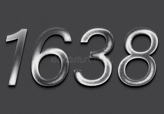 Chrome Metal 3D Number Design of 1638 on Grey Background. Stock ...