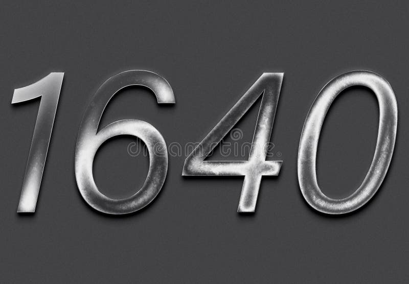 Chrome Metal 3D Number Design of 1640 on Grey Background. Stock ...