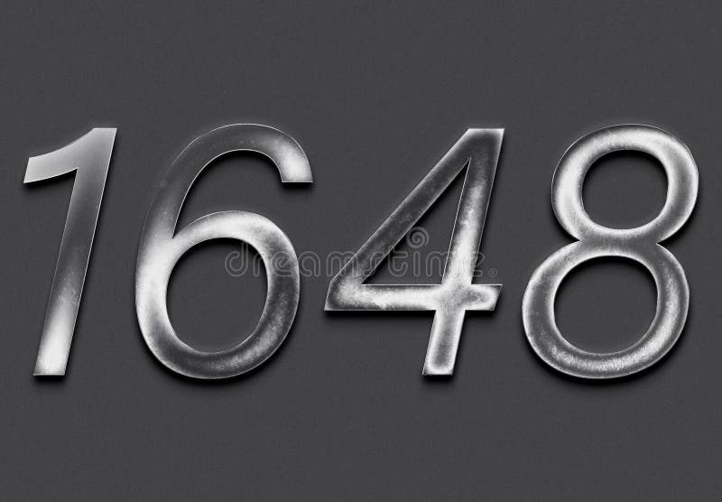 Chrome Metal 3D Number Design of 1648 on Grey Background. Stock ...