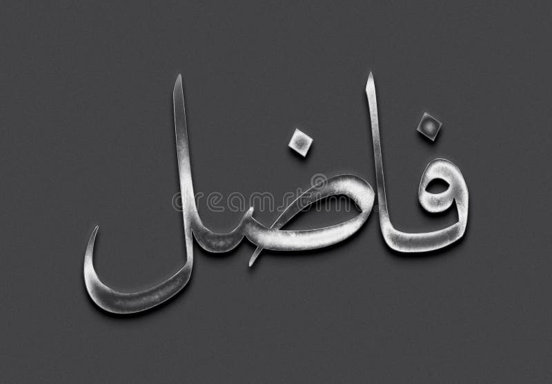 Chrome Metal 3D Arabic Name Design of Fadel on Grey Background in ...