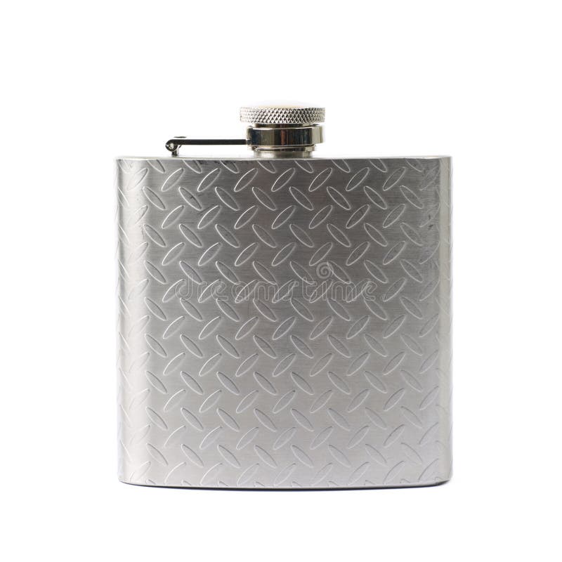 Chrome Metal Drinking Flask Isolated Stock Photo - Image of closed ...