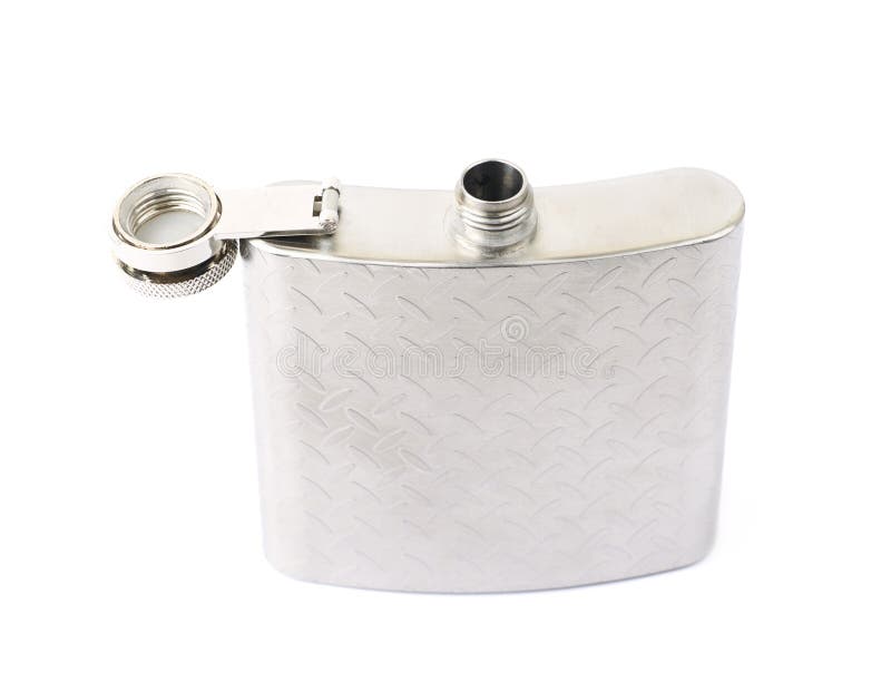 Chrome Metal Drinking Flask Isolated Stock Photo - Image of gray ...