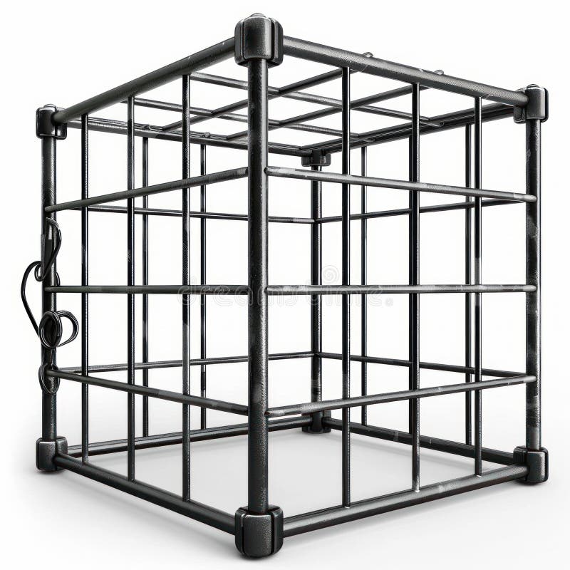 Chrome Metal Grid Cube on White Background. Generative Ai Stock ...