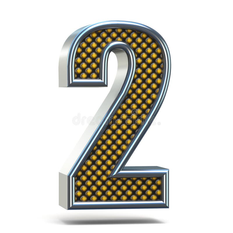 Chrome Metal Orange Dotted Font Number TWO 2 3D Stock Illustration ...