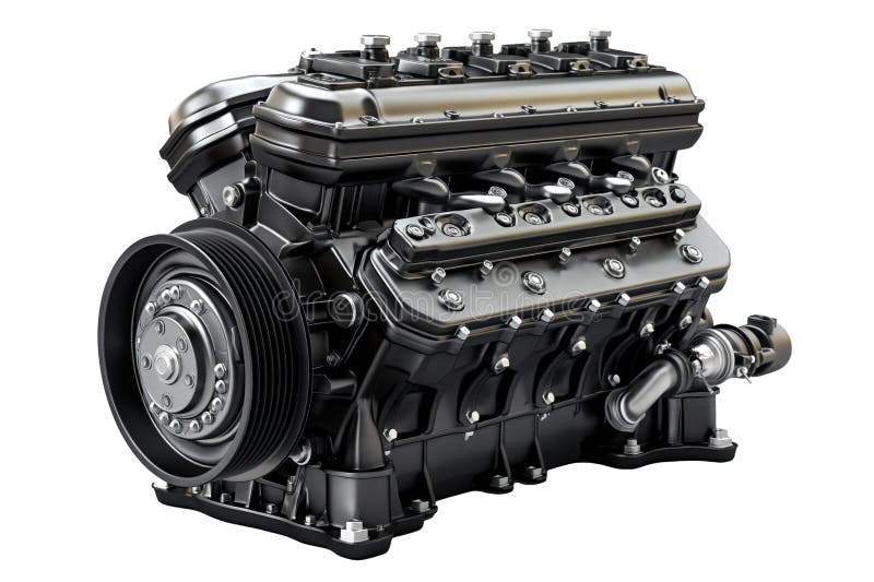 A Chrome Metallic Car Engine Block of V8 OHV Type Stock Illustration ...