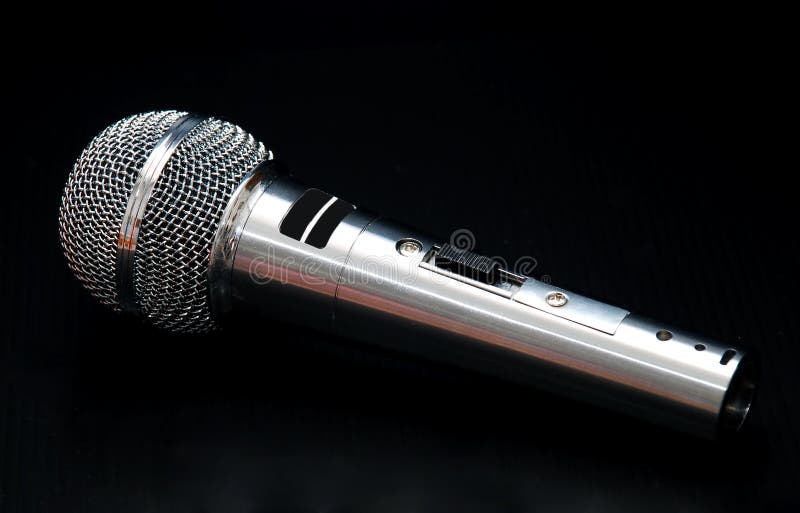 Chrome Microphone stock image. Image of close, band, head - 3330385