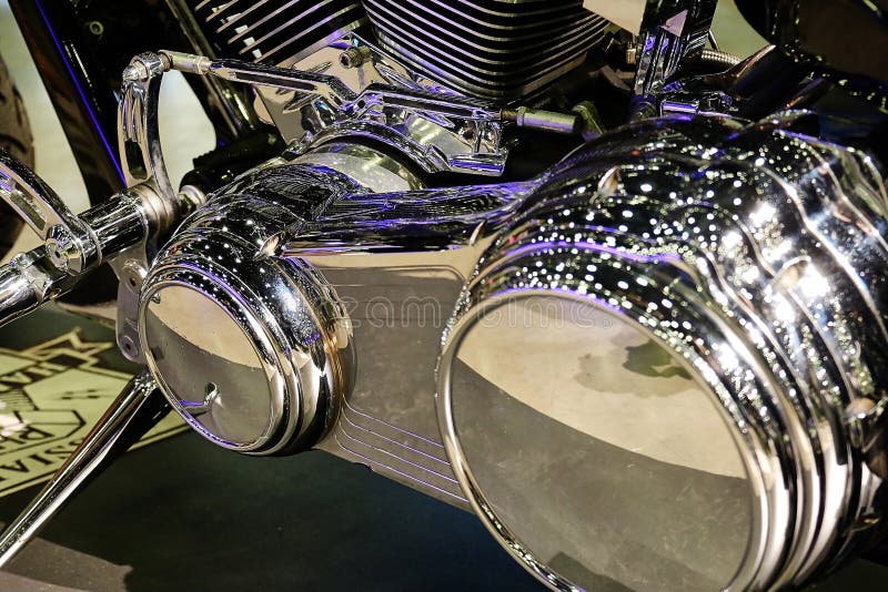Chrome motorcycle engine stock photo. Image of sport - 92523590