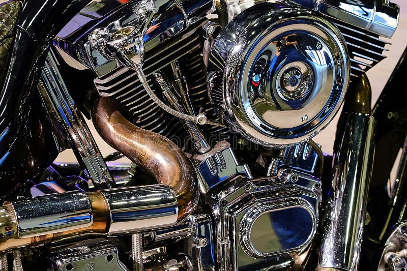 Chrome motorcycle engine stock photo. Image of transport - 92910668