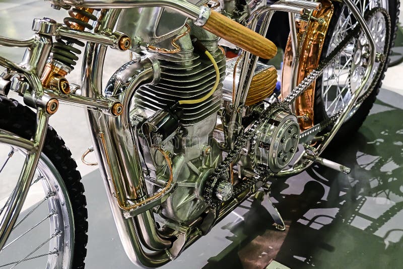 Chrome motorcycle engine stock image. Image of reflection - 92910715