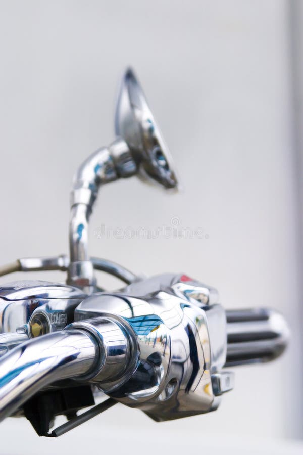 Chrome Motorcycle Handlebar Stock Image - Image of reflective ...