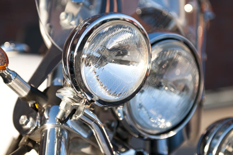 Chrome Motorcycle Headlight Lamp Picture. Image: 15337842