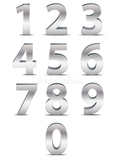 Chrome Numbers in 3D stock vector. Illustration of dimensional - 20410005