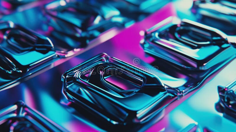 Chrome Numbers, Neon Background, Abstract Texture, Digital Art Stock ...