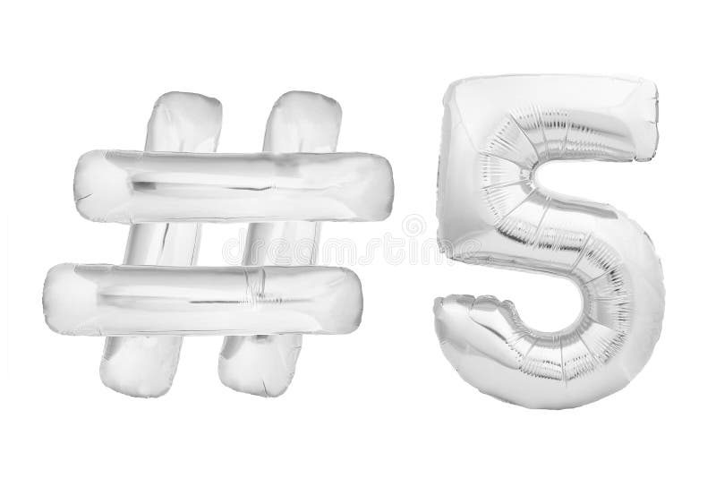 Chrome Numero Cinque Con Il Simbolo Del Hashtag Fotografia Stock ...