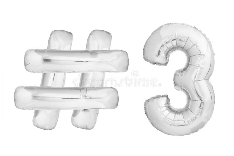 Chrome Numero Tre Con Il Simbolo Del Hashtag Immagine Stock - Immagine ...