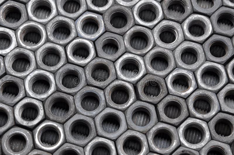 Chrome Nuts Ordered Structure Stock Image - Image of pile, hexagon ...