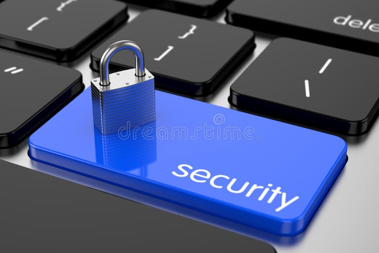 Chrome Padlock on the Computer Keyboard. Security Concept Stock ...