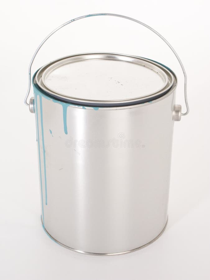 Chrome Paint Can with Blue Drips Stock Image - Image of renovation ...