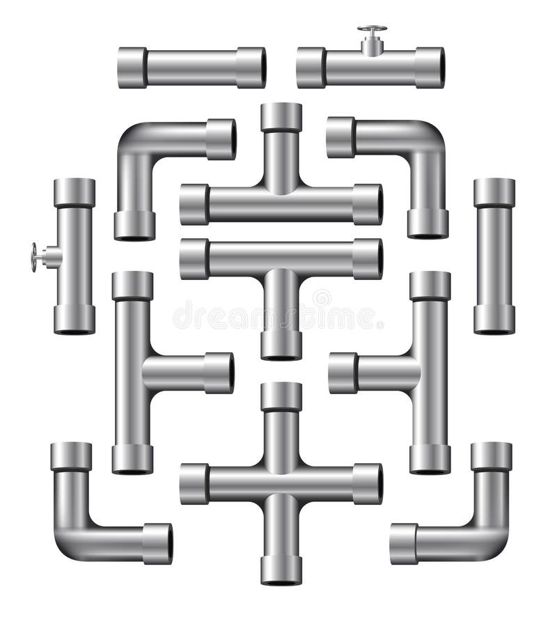Chrome Pipe Collection stock vector. Illustration of fastened - 30897457