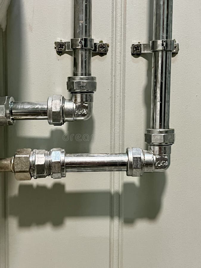 Chrome Pipework stock photo. Image of bathroom, compression - 311177662