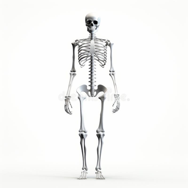 Chrome-plated 3d Rendering of Minimal Skeleton on White Background ...