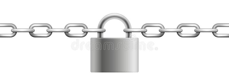 Chrome Plated Metal Chain and Padlock. Vector Illustration Stock Vector ...