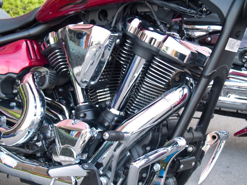 Chrome Plated Motorcycle Engine Stock Image - Image of metal, speed ...