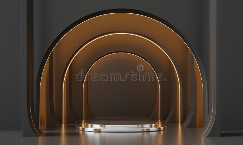 Chrome Podium Platform Product Presentation Backdrop 3d Rendering ...