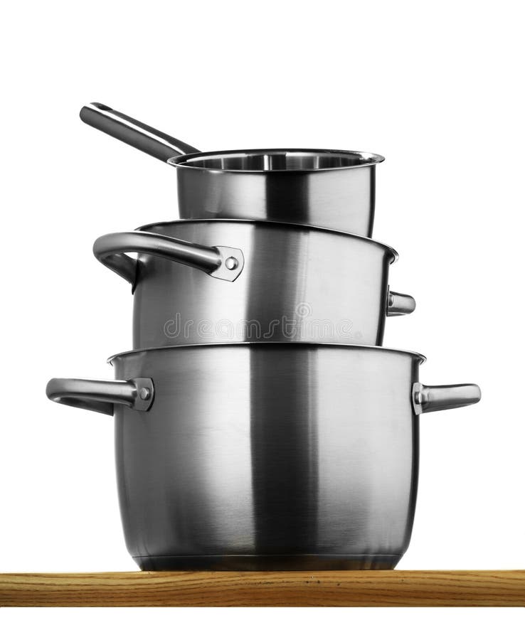 Chrome Pots stock photo. Image of table, close, kitchen - 44833104