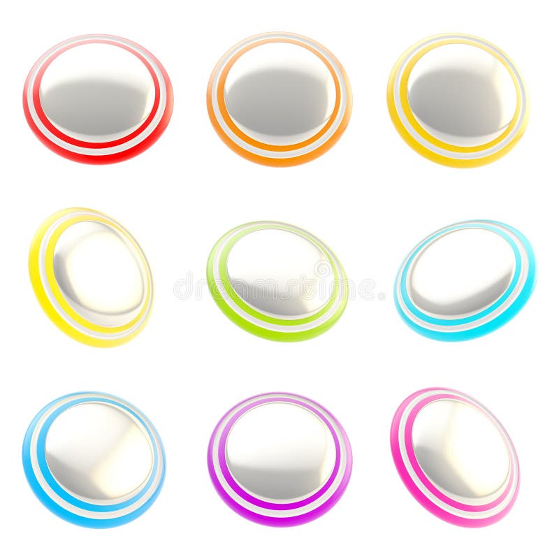 Chrome and Rainbow Colored Glossy Plastic Round Buttons Stock ...