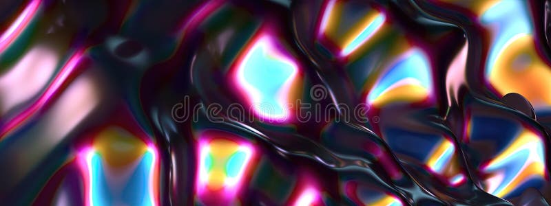 Chrome Rainbow Reflection Metallic Wavy Creature Contemporary Liquid ...