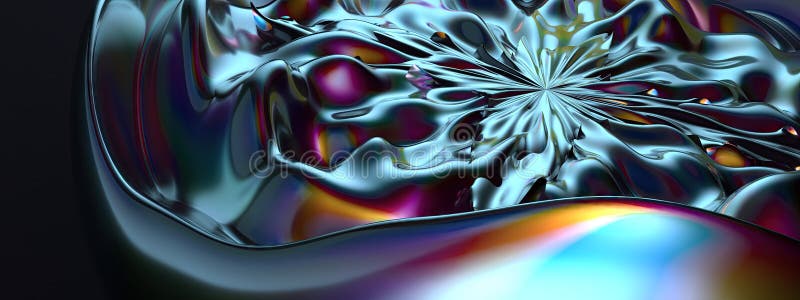 Chrome Rainbow Reflection Metallic Wavy Surface Lifelike Liquid Elegant ...
