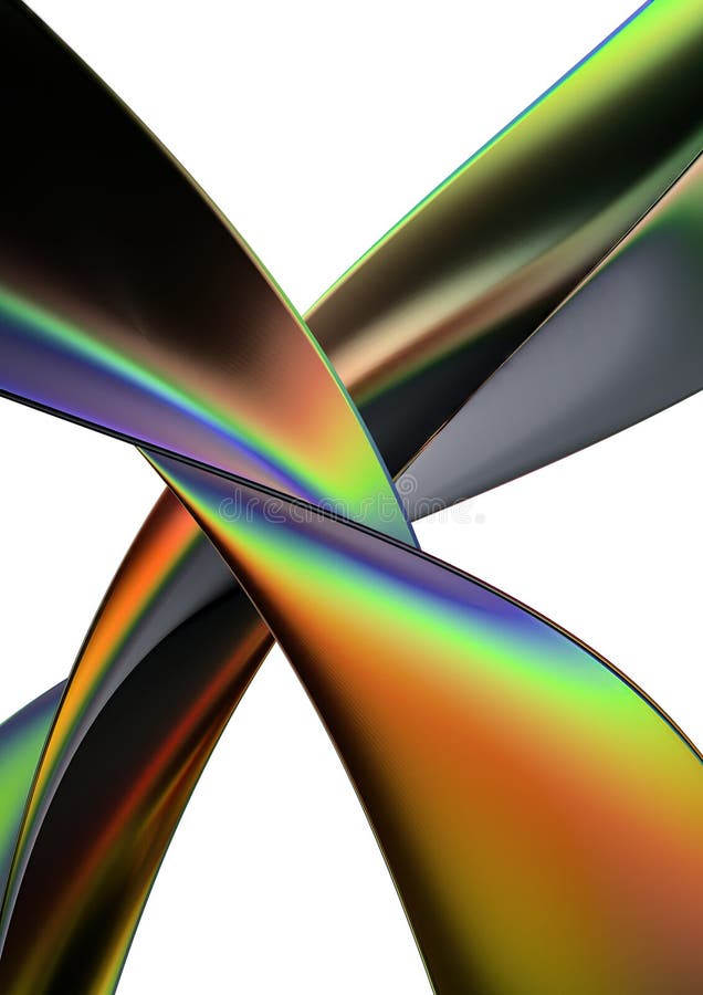 Chrome Rainbow X Shaped Twisted Metal Band Abstract Dramatic Modern ...