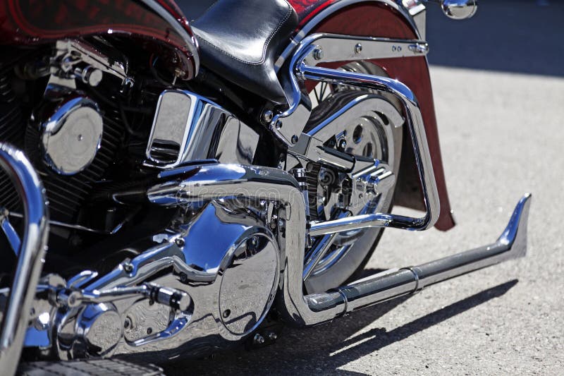 Chrome Rear Part of Home-built Motorcycle Editorial Stock Photo - Image ...