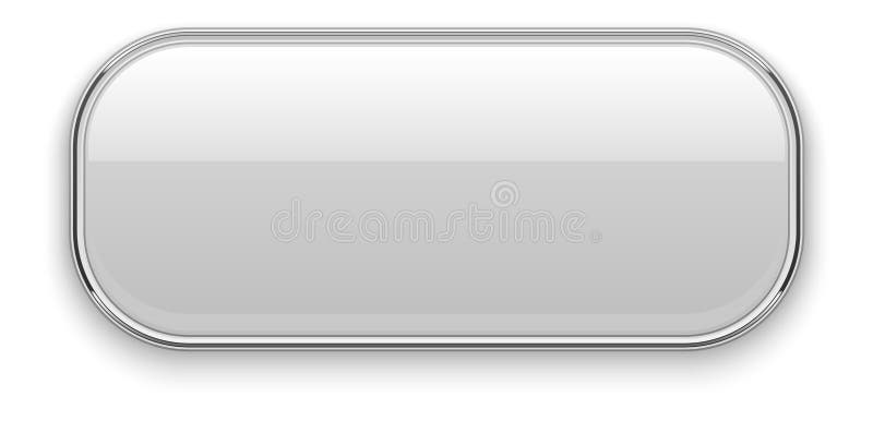 Chrome Rectangle Frame. Glossy White Button Template Stock Vector ...