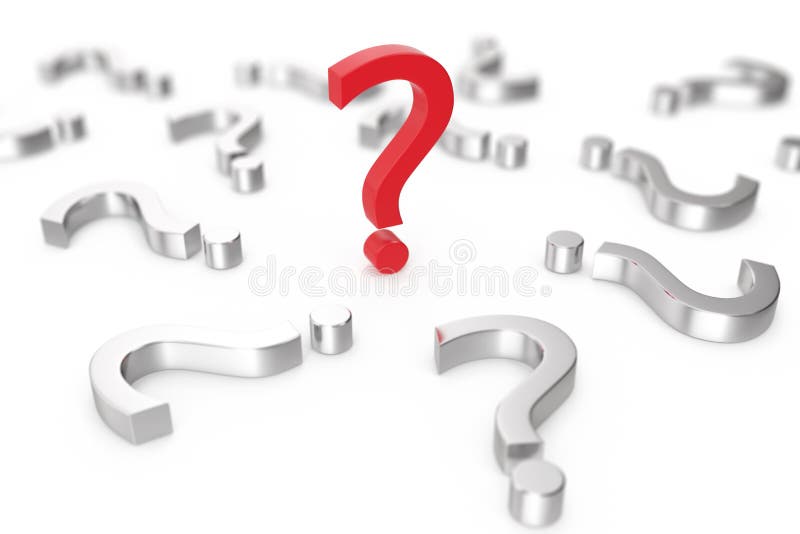 Chrome, Metallic Question Marks on a White Background with the Effect ...