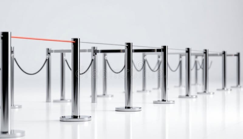 Chrome Retractable Stanchions and Rope Barrier Line for Crowd Control ...