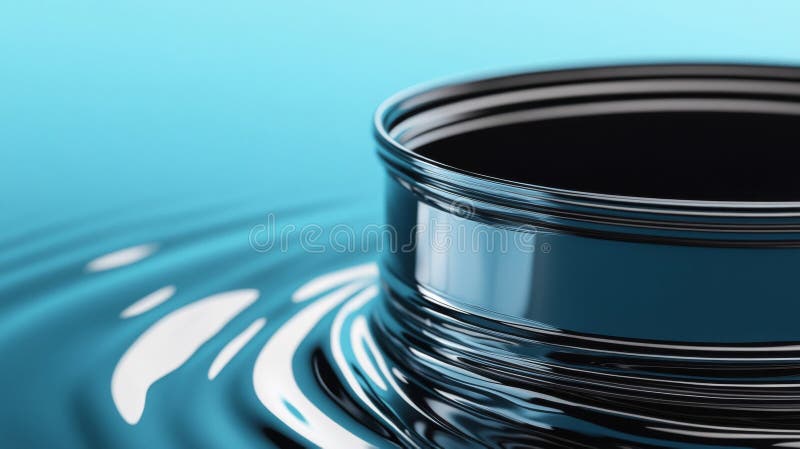 Chrome Ring on Water Surface with Blue Ripples Reflection and Smooth ...