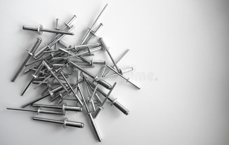 Chrome Rivets for Fixing the Material on White Isolate. Stock Image ...