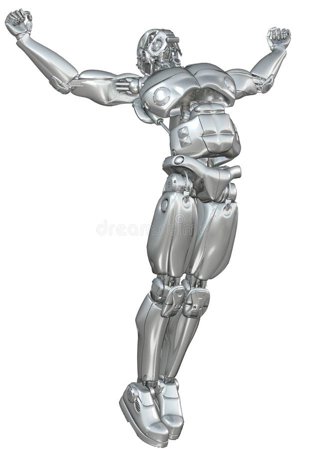 Chrome Robot Towers Overhead Stock Illustration - Illustration of ...