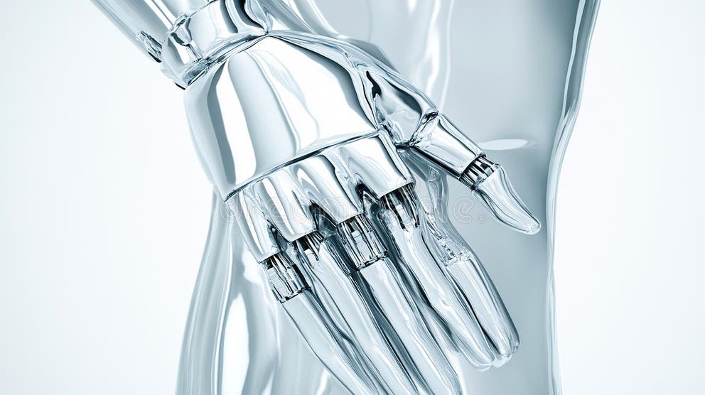 Chrome Robot Hand Resting, Studio Shot, AI, Future Stock Photo - Image ...