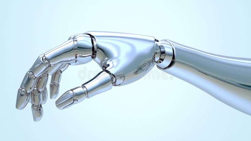 Chrome Robotic Hand stock illustration. Illustration of automation ...