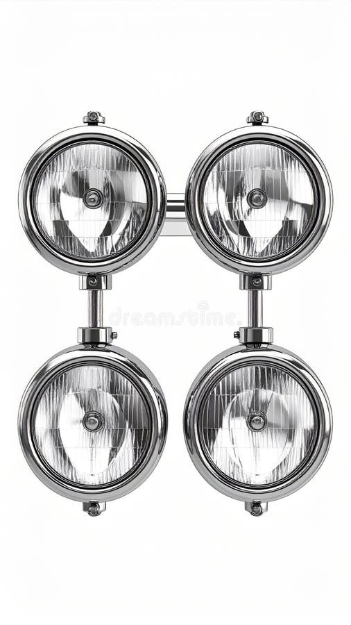 Chrome Round Headlights Set for Vehicles Stock Illustration ...