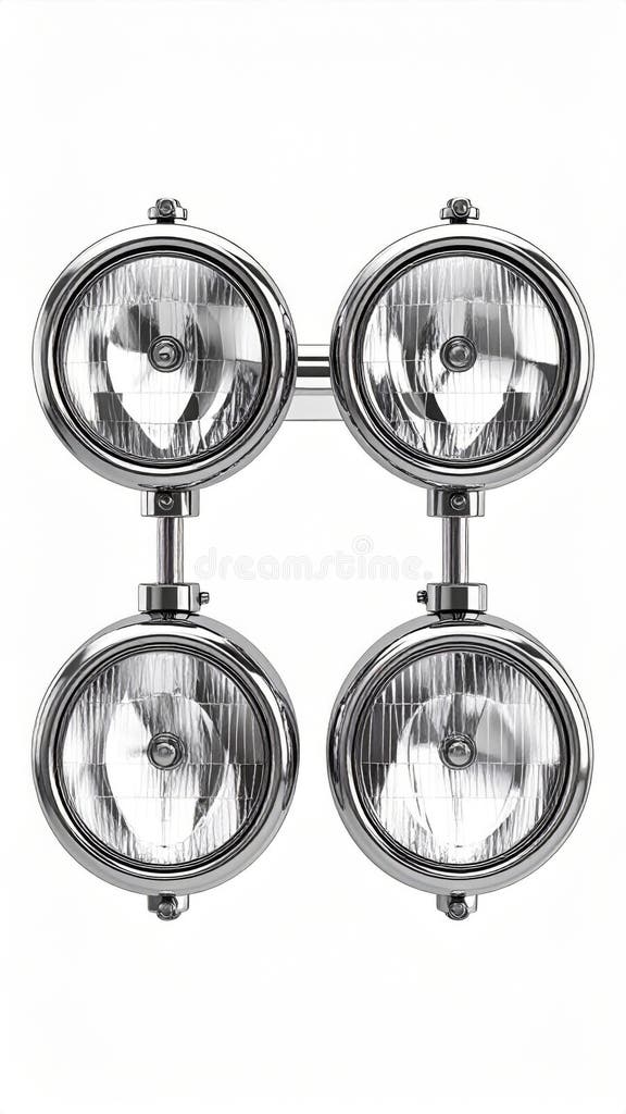 Chrome Round Headlights Set for Vehicles Stock Illustration ...
