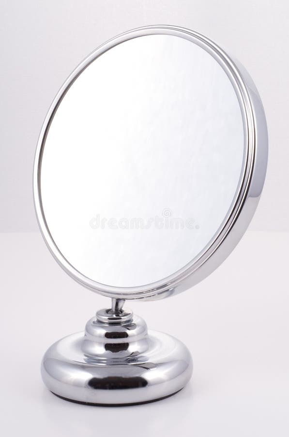 Chrome Round Mirror with Stand Stock Image - Image of lighting, mirror ...