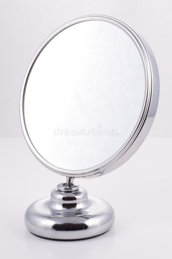 Chrome Round Mirror with Stand Stock Image - Image of lighting, mirror ...