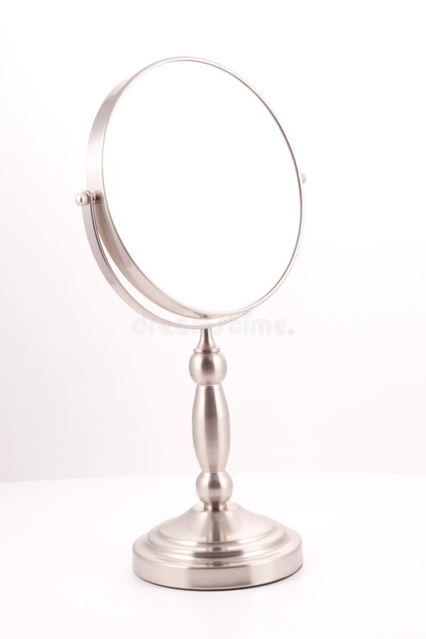 Chrome Round Mirror with Stand Stock Image - Image of skin, mirror ...