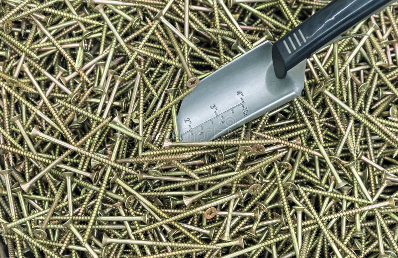 Chrome Screws on the Counter of a Hardware Store. Background of the ...