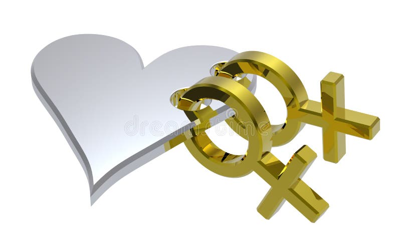 Chrome Sex Symbols Linked With Heart Stock Illustration Illustration