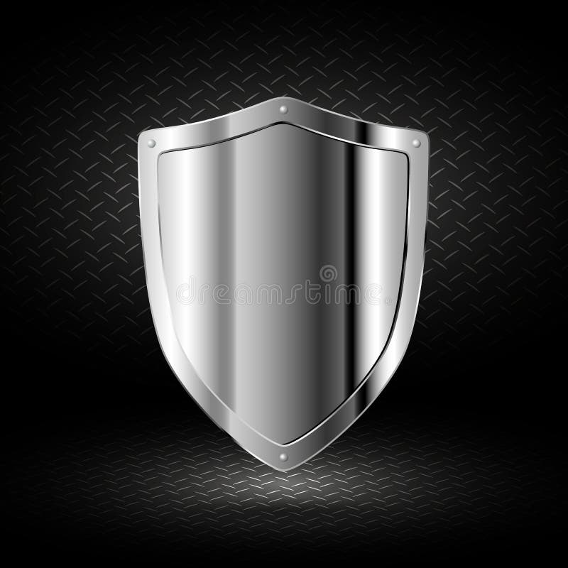 Chrome Shield on a Dark Background Stock Vector - Illustration of sign ...